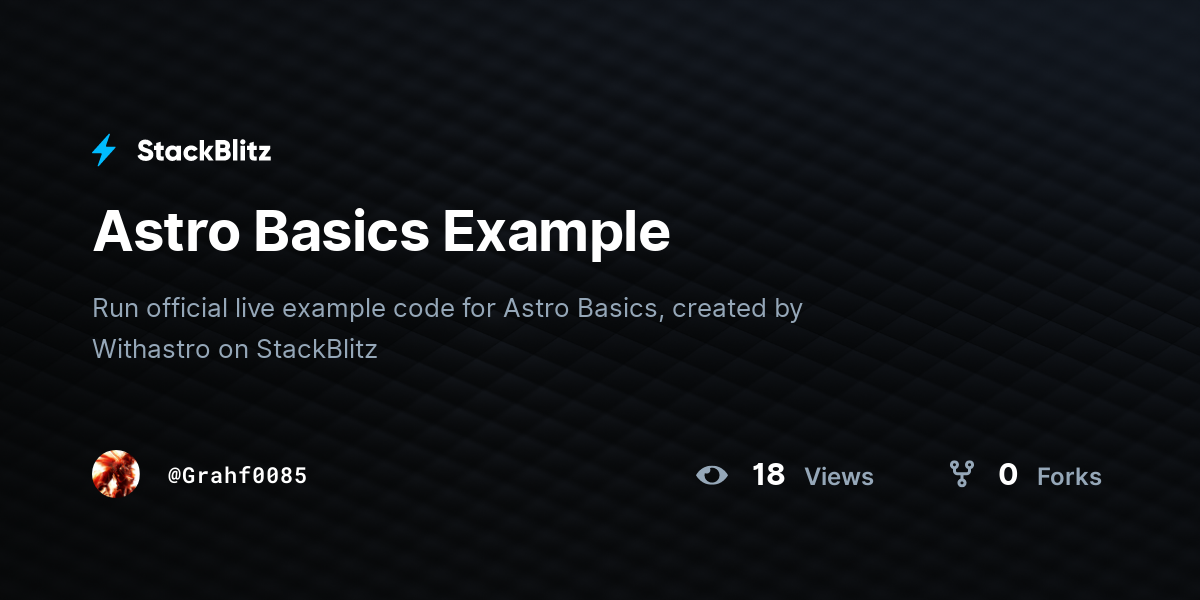 Astro Basics Example - StackBlitz