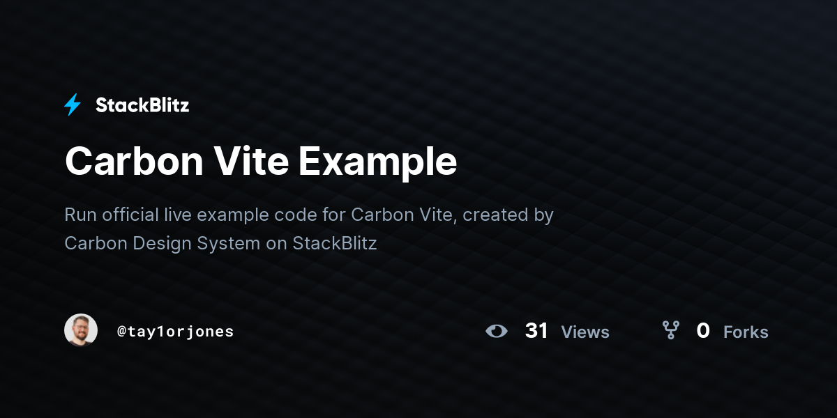 Carbon Vite Example - StackBlitz