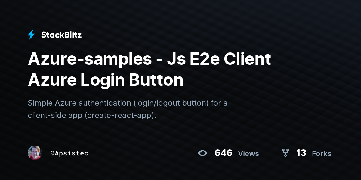 Azure-samples - Js E2e Client Azure Login Button - StackBlitz