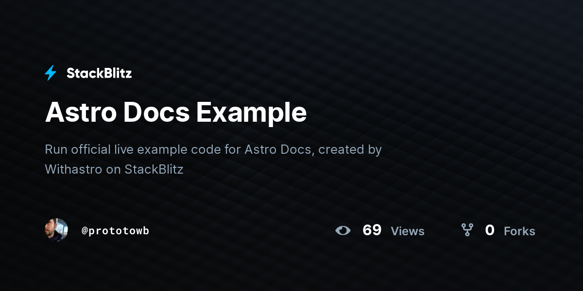 Astro Docs Example - StackBlitz
