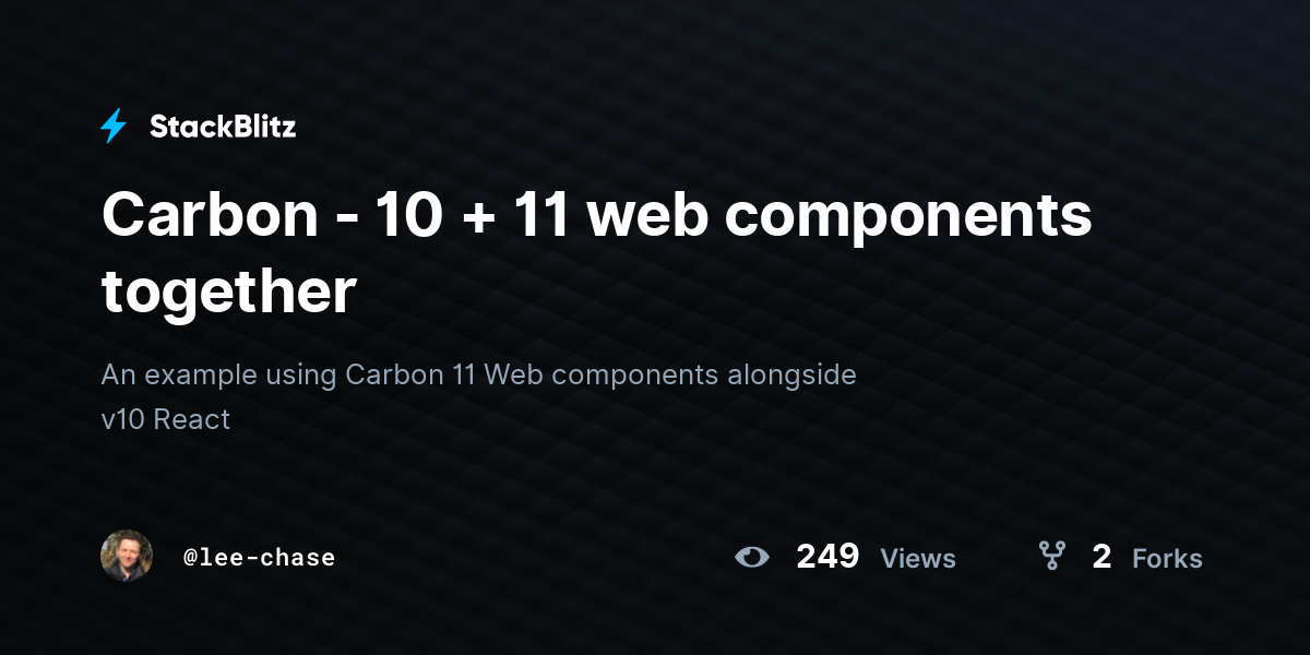 Carbon - 10 + 11 web components together - StackBlitz