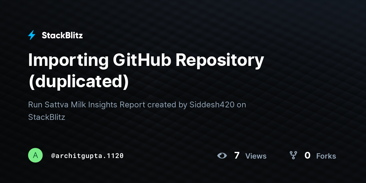 Importing GitHub Repository (duplicated) - StackBlitz