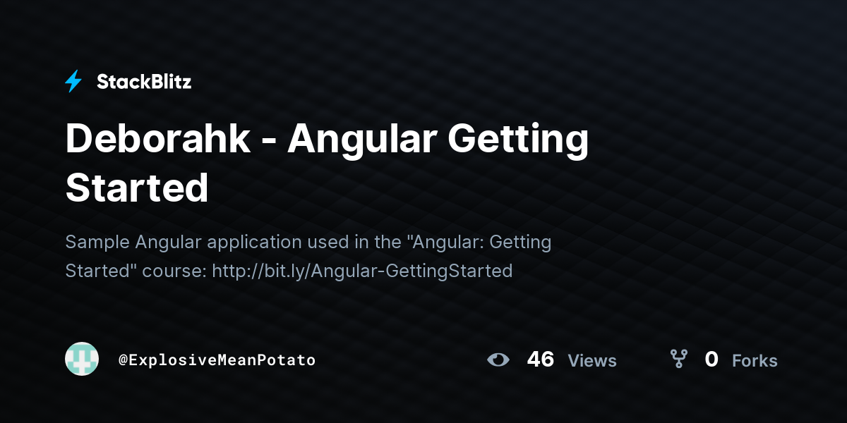 Deborahk - Angular Getting Started - StackBlitz
