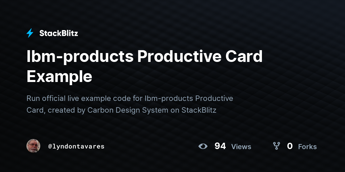Ibm-products Productive Card Example - StackBlitz