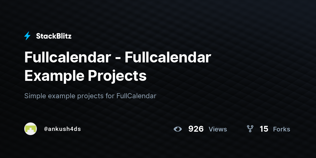 Fullcalendar - Fullcalendar Example Projects - StackBlitz
