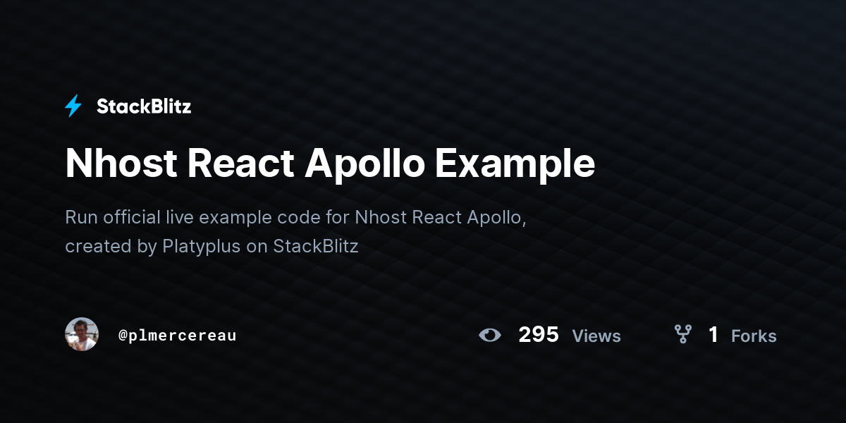 Nhost React Apollo Example - StackBlitz