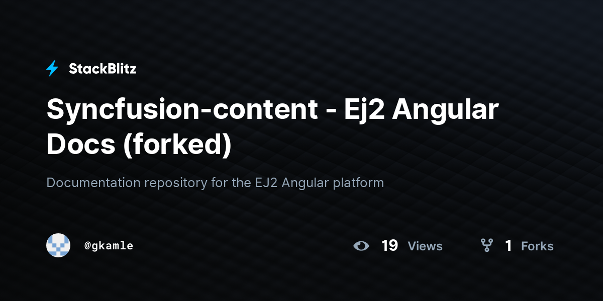 Syncfusion-content - Ej2 Angular Docs (forked) - StackBlitz