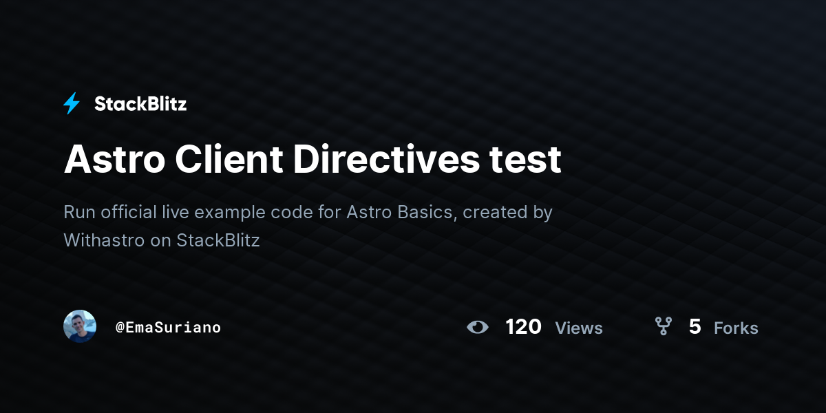 Astro Client Directives Test Stackblitz
