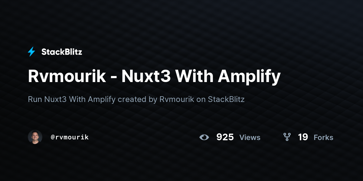 Rvmourik Nuxt3 With Amplify Stackblitz