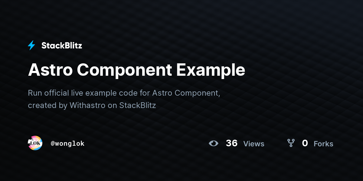 Astro Component Example - StackBlitz
