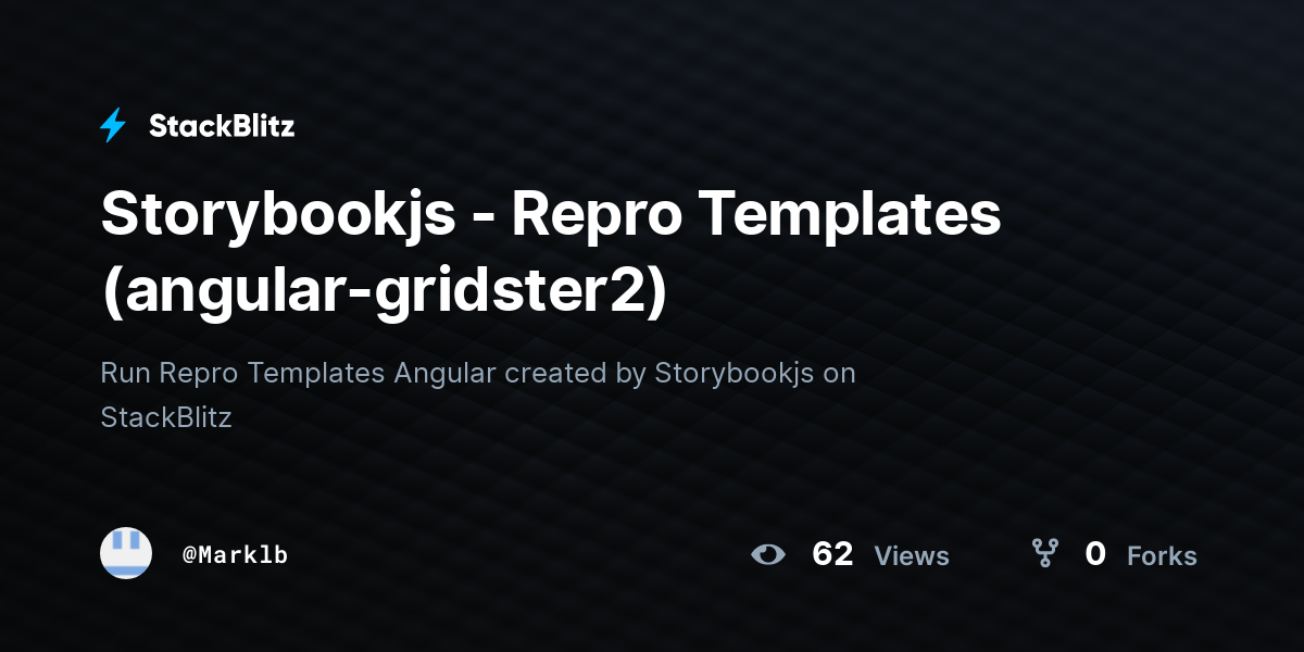 Storybookjs - Repro Templates (angular-gridster2) - StackBlitz