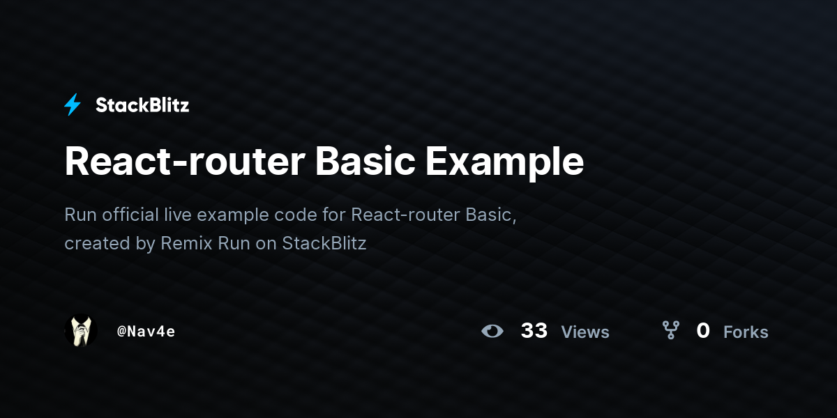 React-router Basic Example - StackBlitz