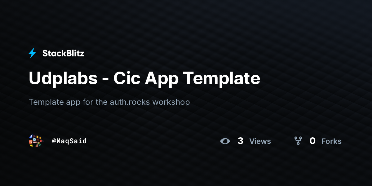 Udplabs - Cic App Template - StackBlitz