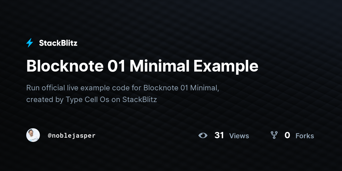 Blocknote 01 Minimal Example - StackBlitz