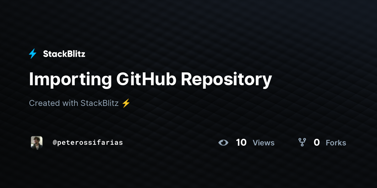 Importing GitHub Repository - StackBlitz