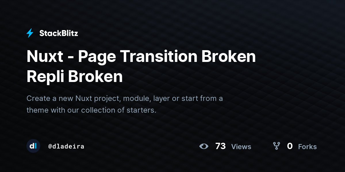 Nuxt - Page Transition Broken Repli Broken - StackBlitz