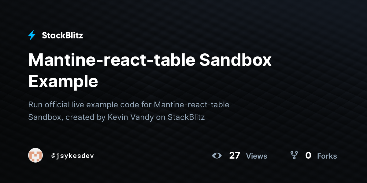 Mantine-react-table Sandbox Example - StackBlitz