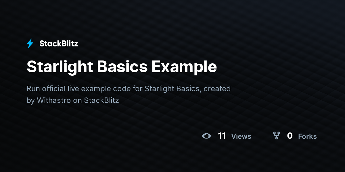 Starlight Basics Example - StackBlitz