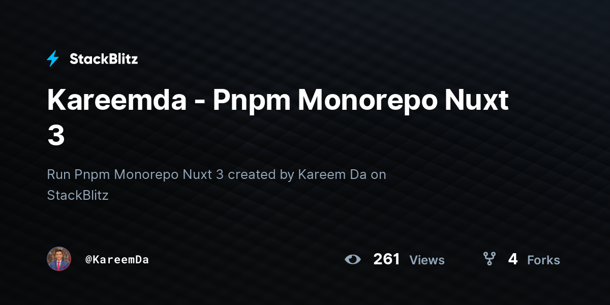 Kareemda - Pnpm Monorepo Nuxt 3 - StackBlitz