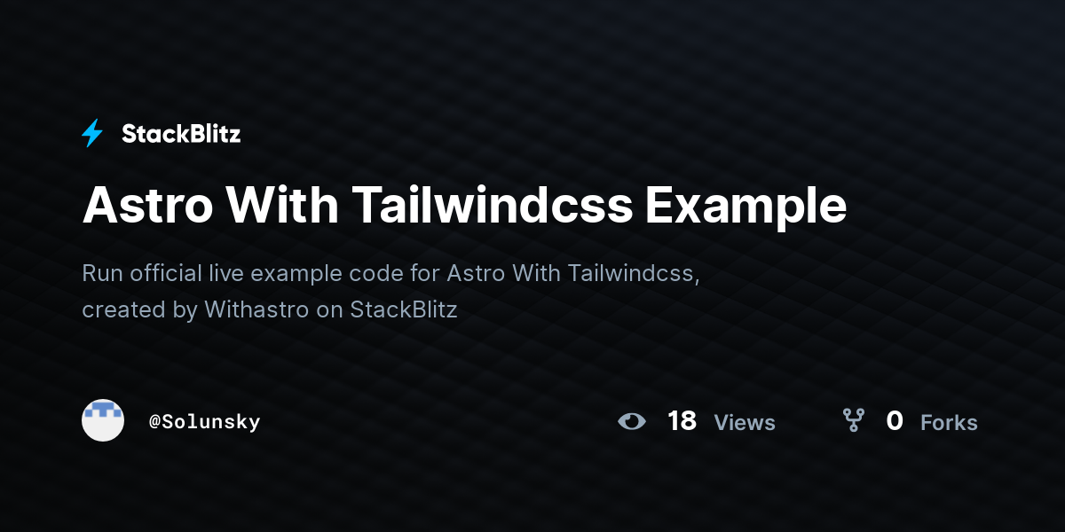 Astro With Tailwindcss Example - StackBlitz