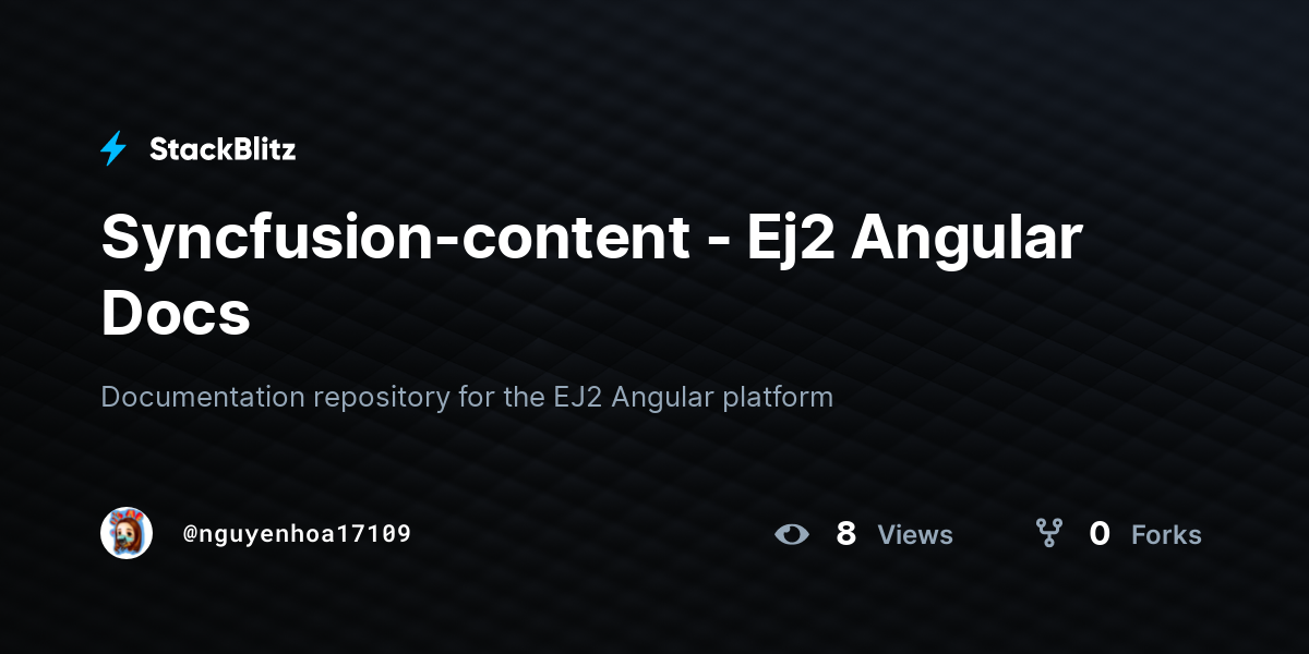 Syncfusion-content - Ej2 Angular Docs - StackBlitz