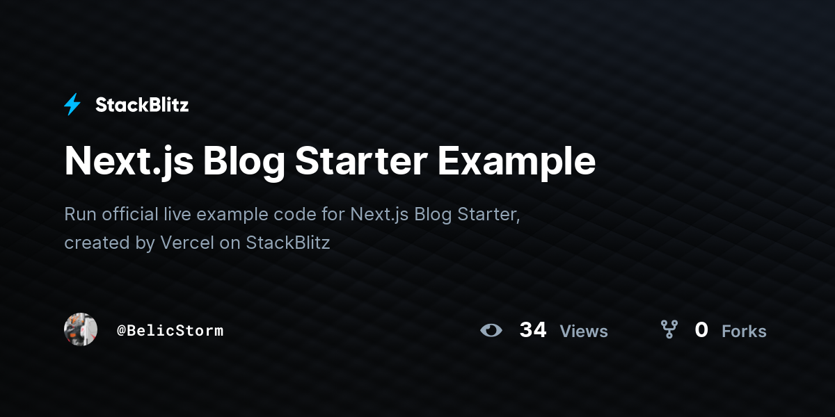 Next.js Blog Starter Example - StackBlitz