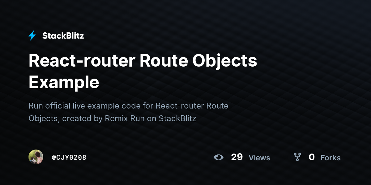 React-router Route Objects Example - StackBlitz