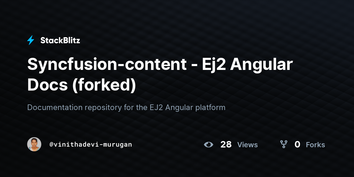 Syncfusion-content - Ej2 Angular Docs (forked) - StackBlitz Syncfusion-content - Ej2 Angular Docs (forked) - StackBlitz