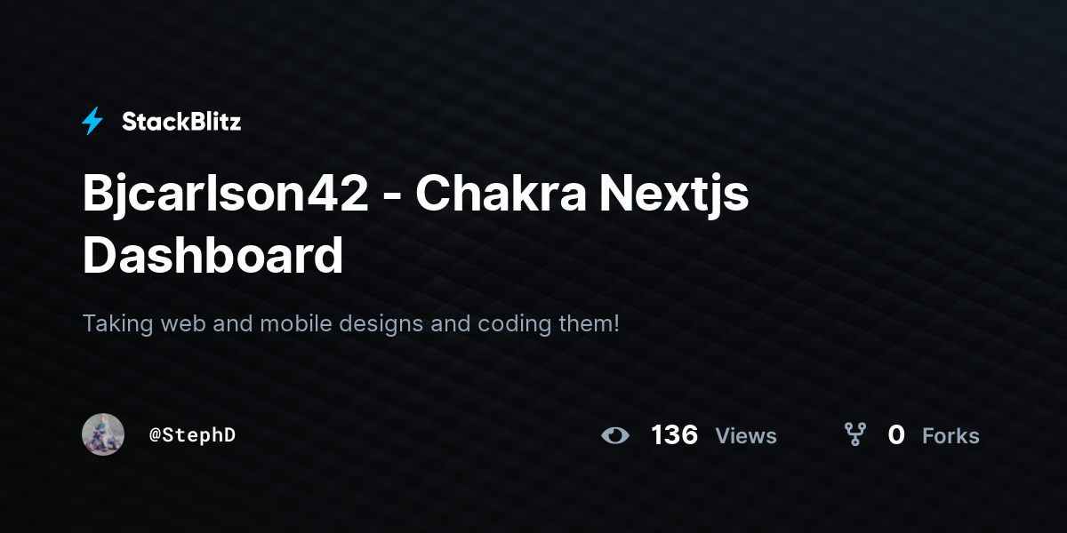 Bjcarlson42 - Chakra Nextjs Dashboard - StackBlitz