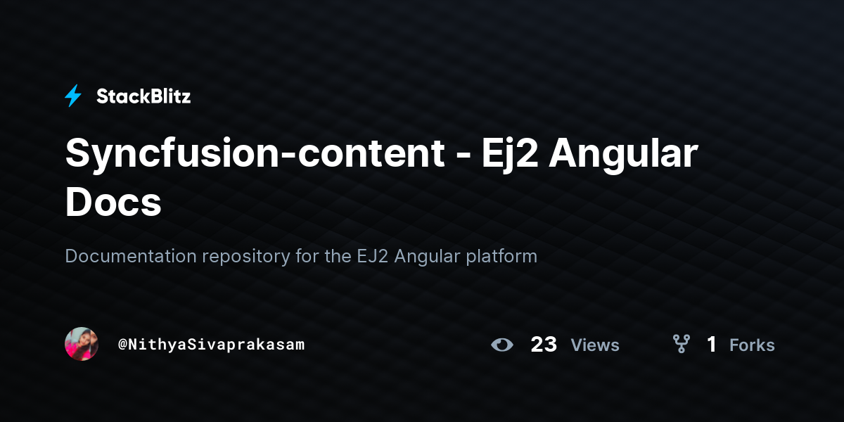 Syncfusion-content - Ej2 Angular Docs - StackBlitz