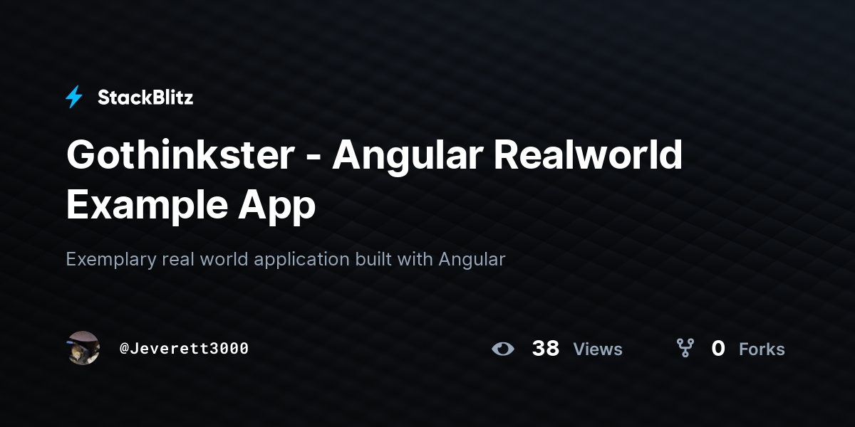 Gothinkster - Angular Realworld Example App - StackBlitz Gothinkster - Angular Realworld Example App - StackBlitz