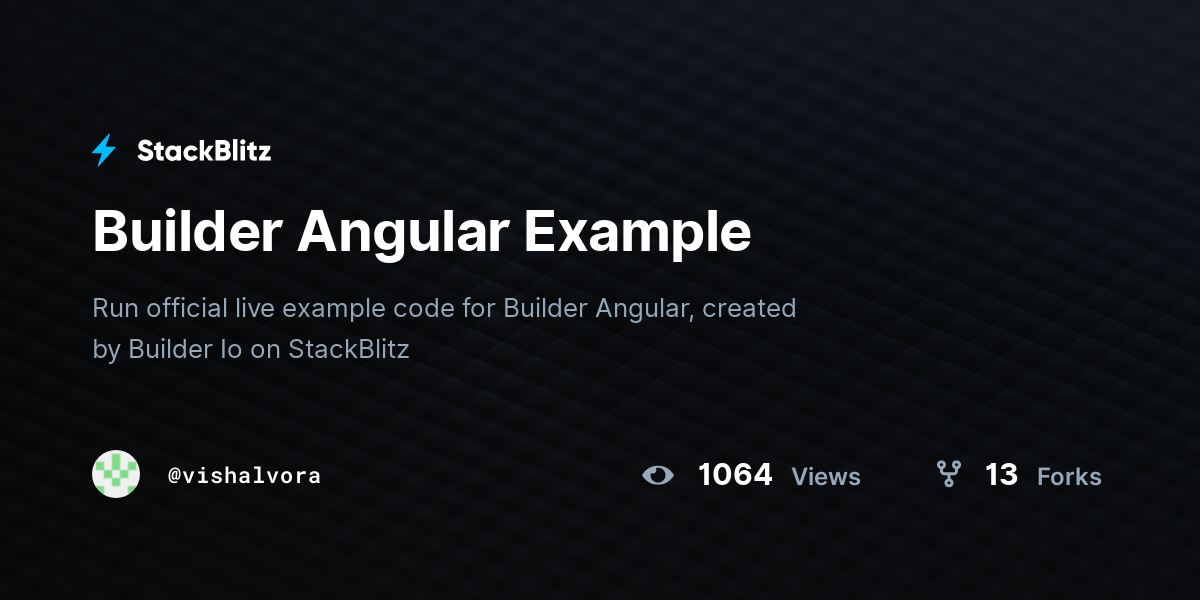 Builder Angular Example - StackBlitz