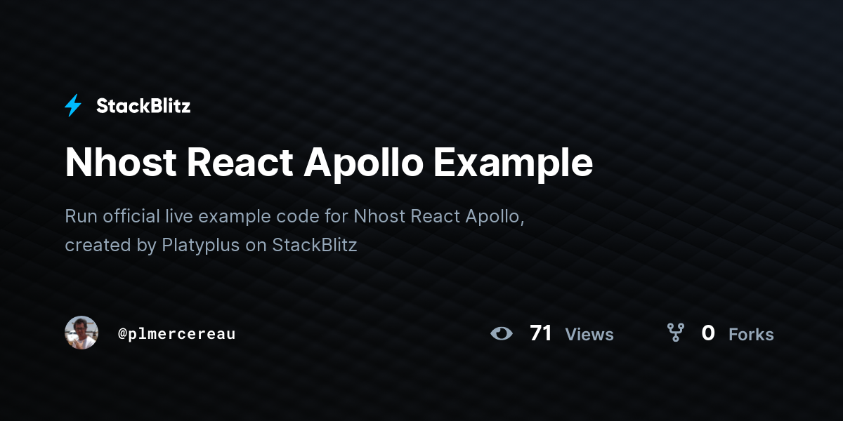Nhost React Apollo Example - StackBlitz