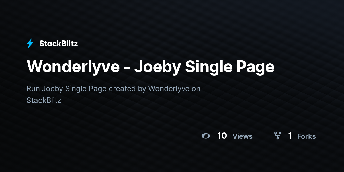 Wonderlyve - Joeby Single Page - StackBlitz