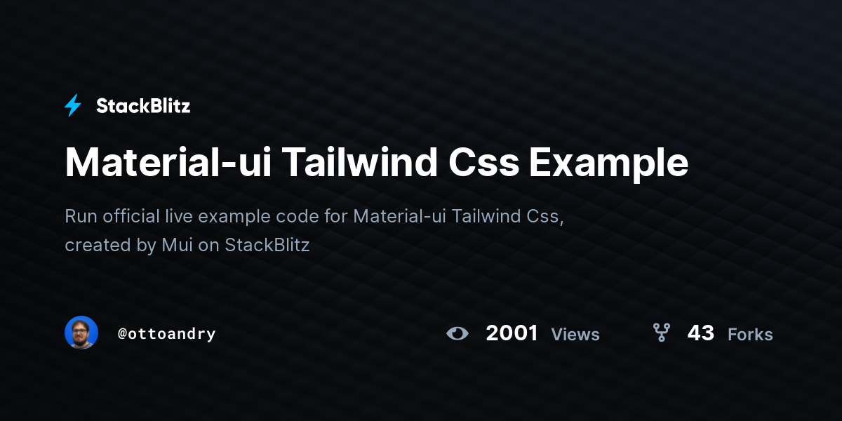 Material-ui Tailwind Css Example - StackBlitz