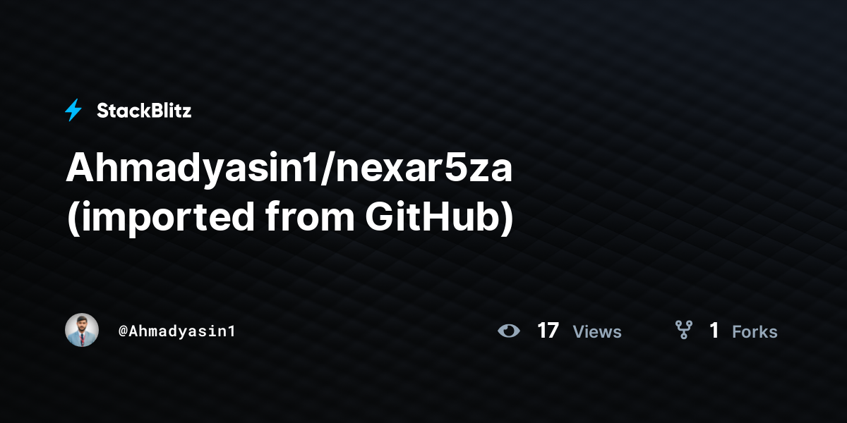 Ahmadyasin1/nexar5za (imported from GitHub) - StackBlitz