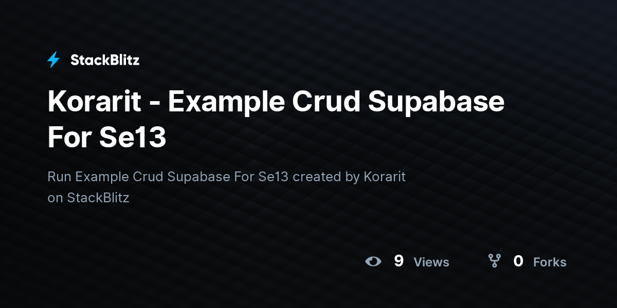 Korarit - Example Crud Supabase For Se13 - StackBlitz