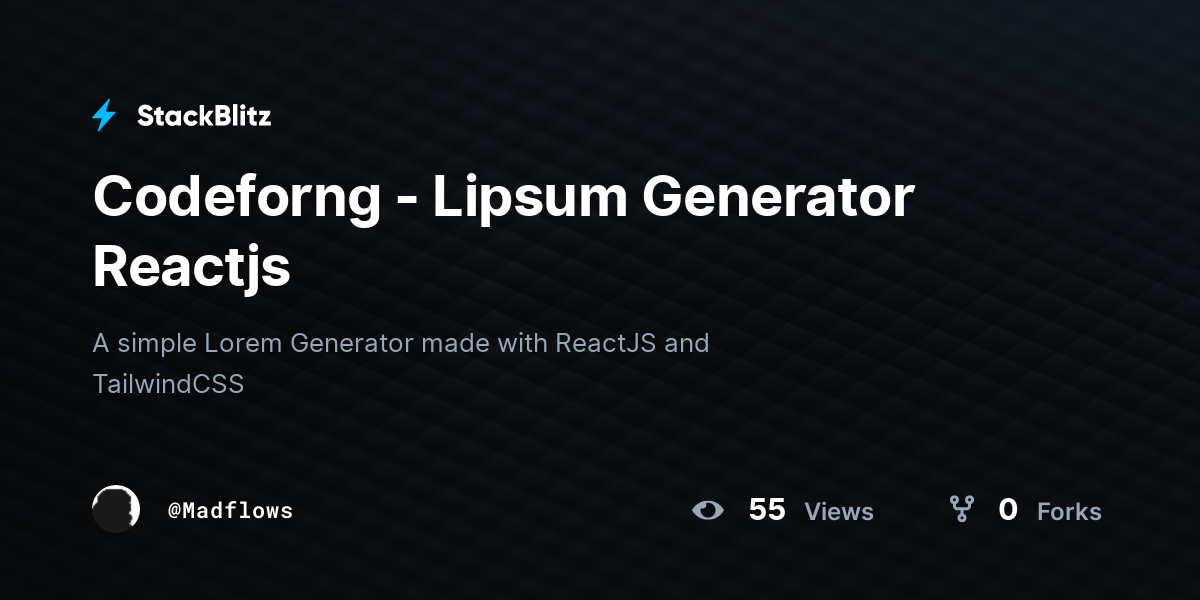 Codeforng - Lipsum Generator Reactjs - StackBlitz