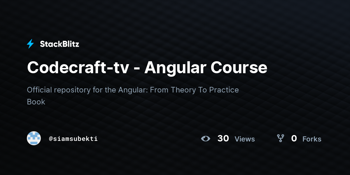 Codecraft-tv - Angular Course - StackBlitz