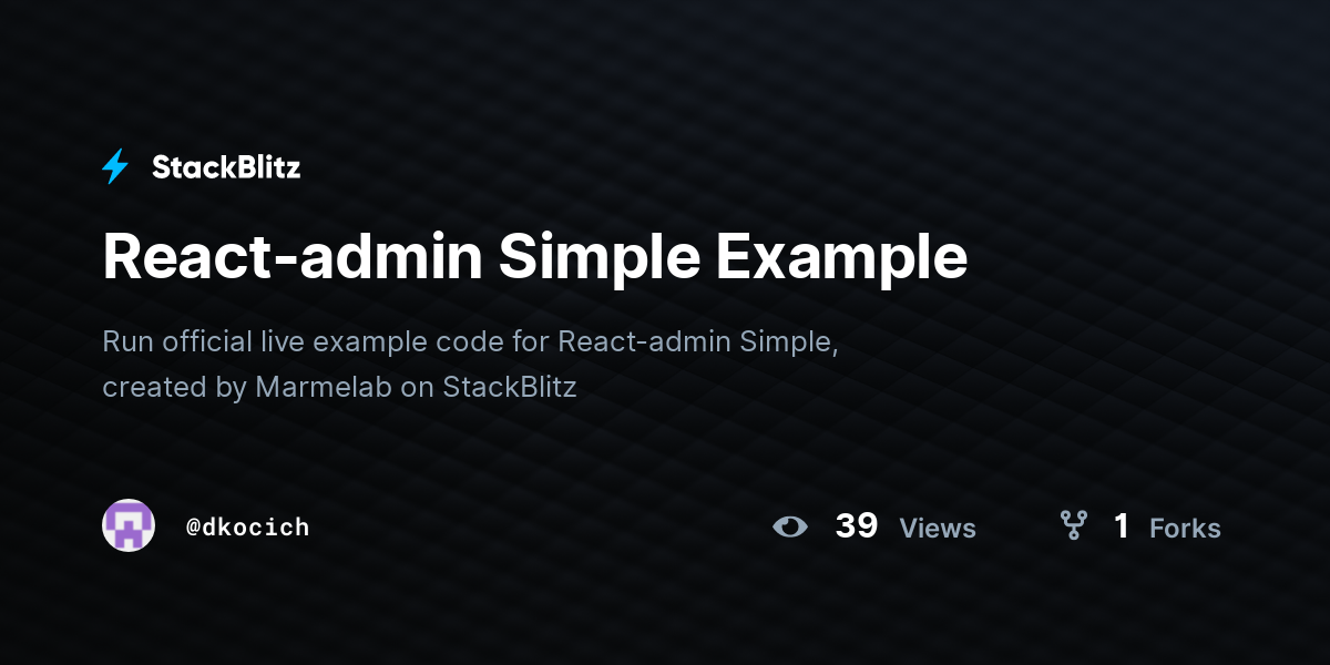 React-admin Simple Example - StackBlitz