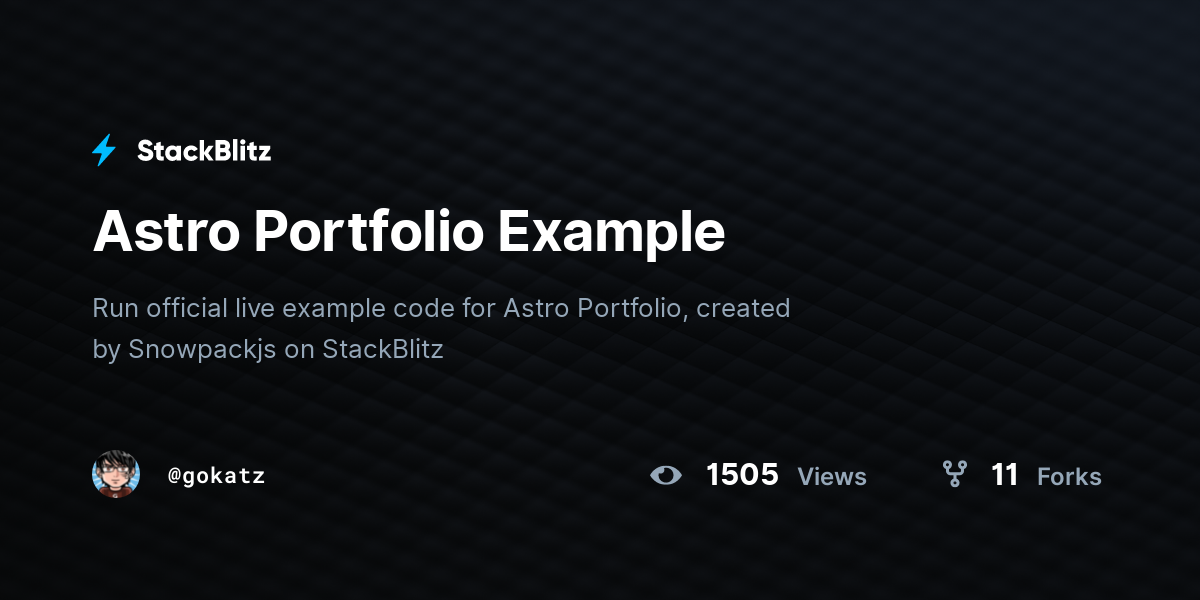 Astro Portfolio Example Stackblitz