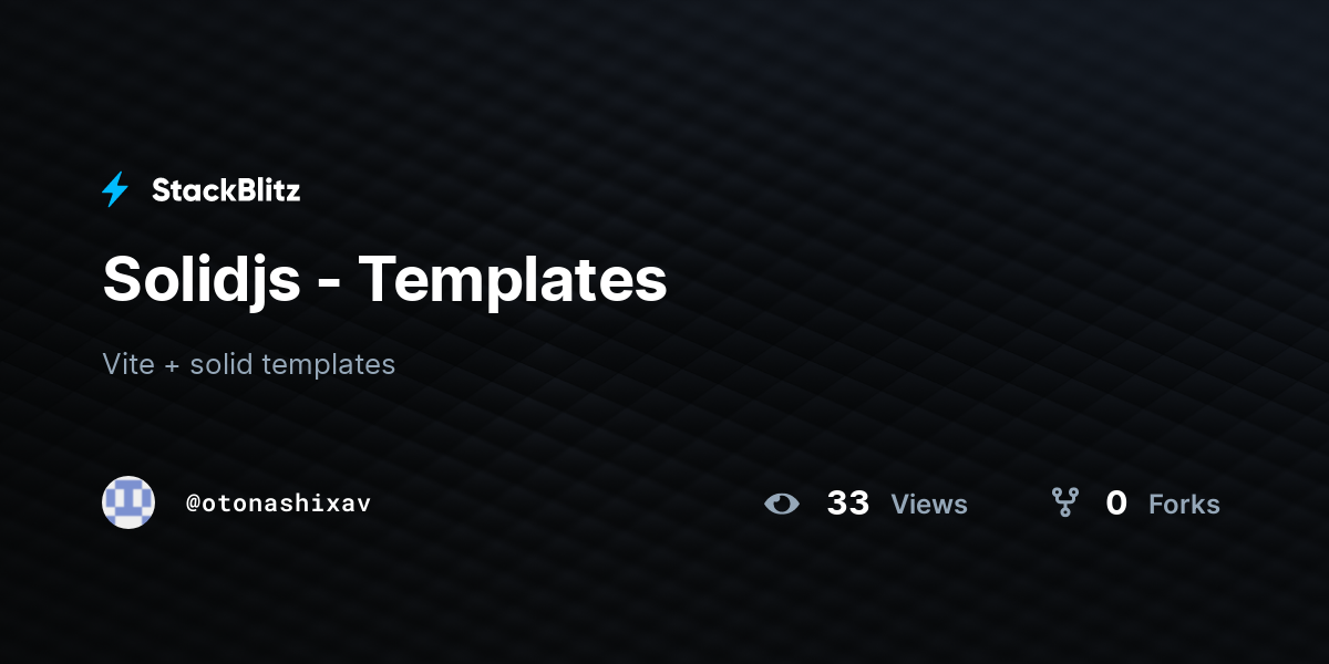 Solidjs Templates Stackblitz