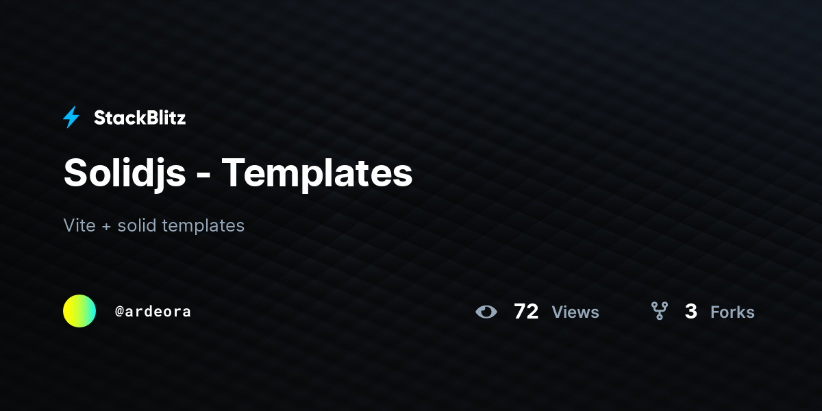 Solidjs Templates Stackblitz