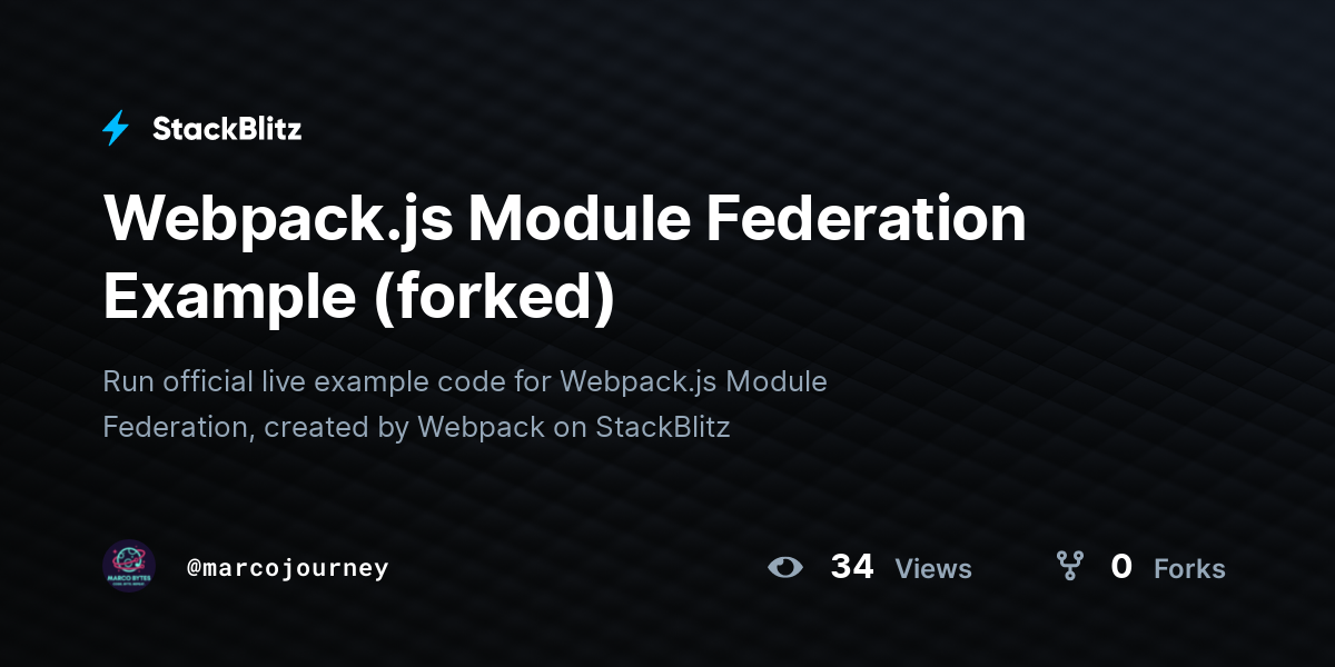 Webpack.js Module Federation Example (forked) - StackBlitz