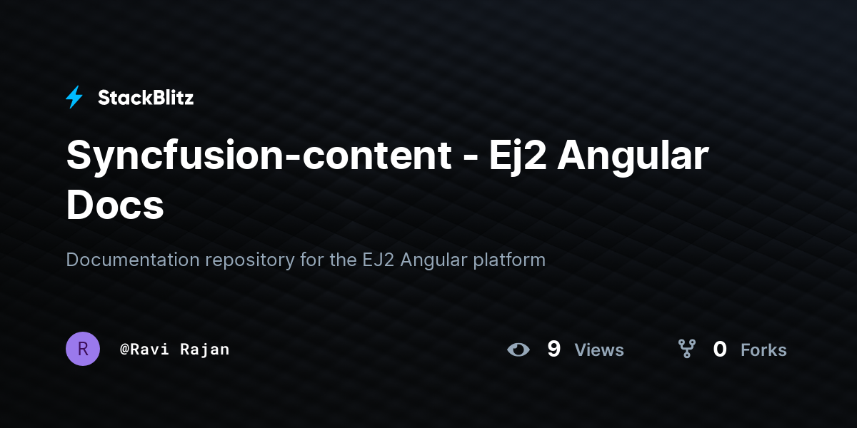 Syncfusion-content - Ej2 Angular Docs - StackBlitz
