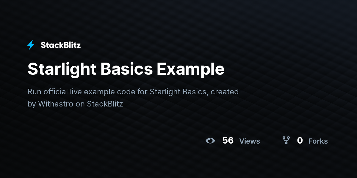 Starlight Basics Example - StackBlitz