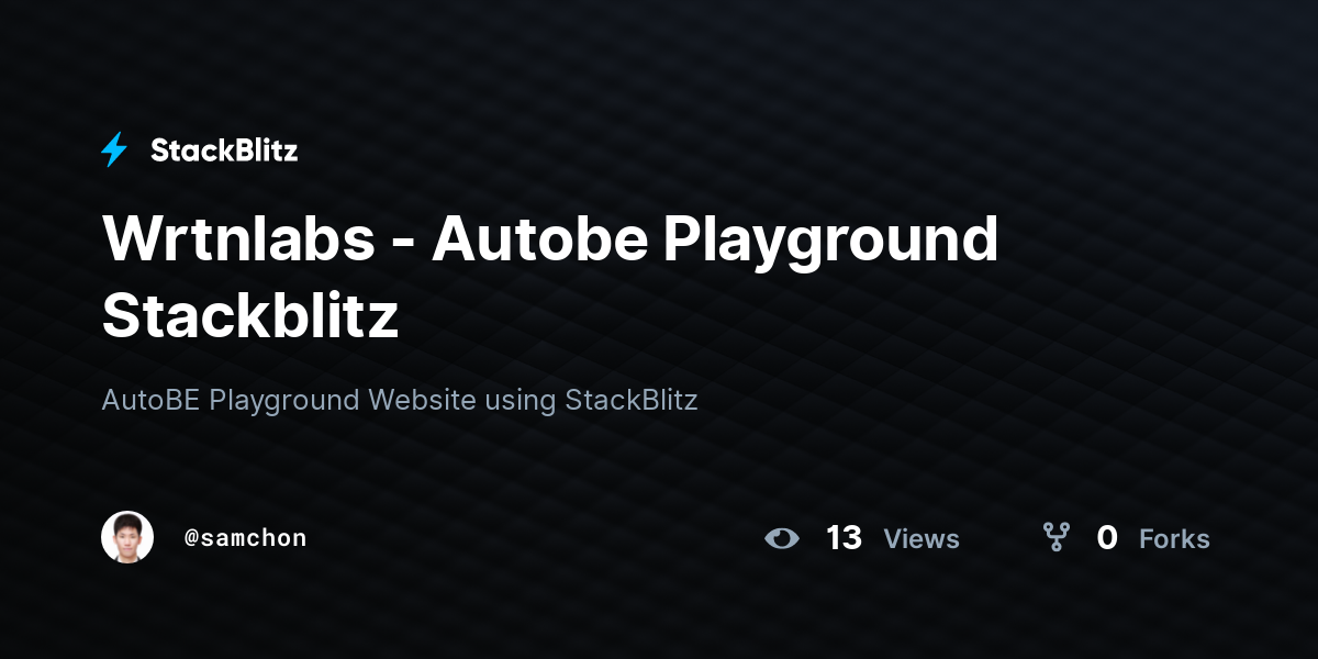 Wrtnlabs - Autobe Playground Stackblitz - StackBlitz