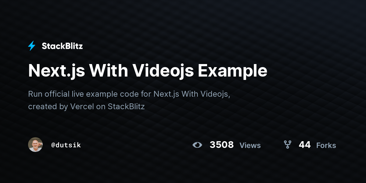 Next.js With Videojs Example - StackBlitz