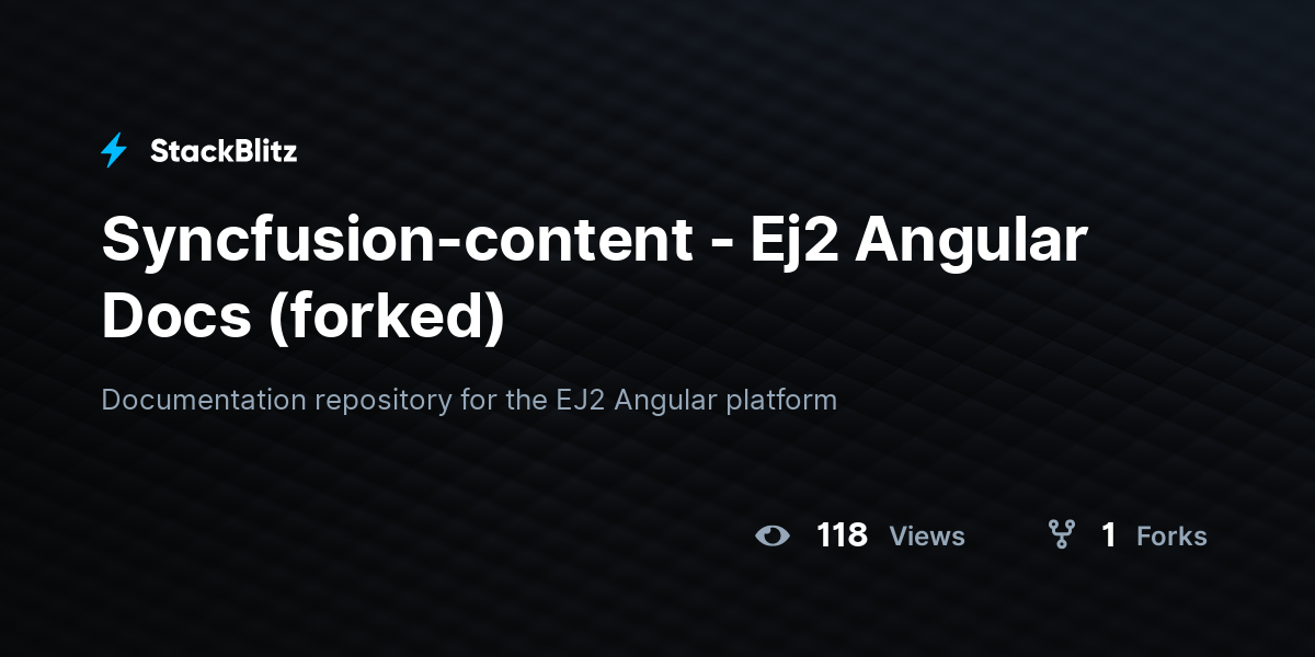 Syncfusion-content - Ej2 Angular Docs (forked) - StackBlitz