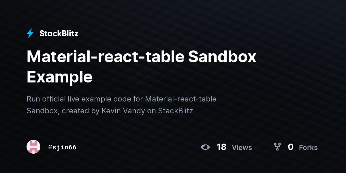 Material-react-table Sandbox Example - StackBlitz